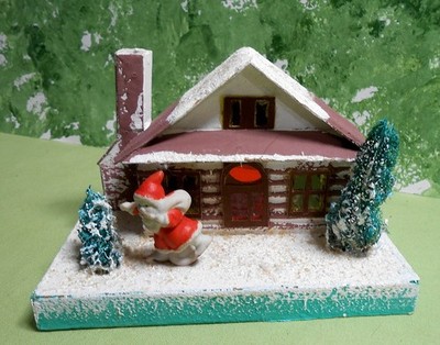 Japan Putz House with Bisque Santa | eBay