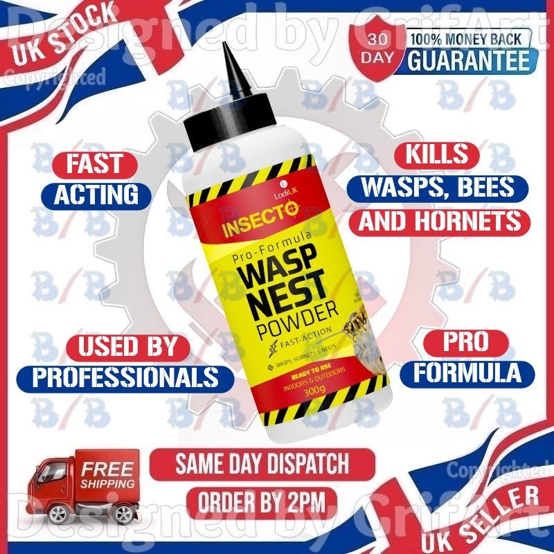 INDOOR OUTDOOR WASP HORNET BEES KILLER POWDER KILLS NEST DESTROYER ...