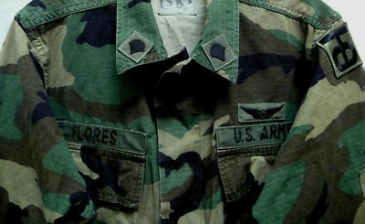 US ARMY BDU SHIRT USED WOODLAND CAMO PATCHES AIRCREW 90TH INFANTRY ...