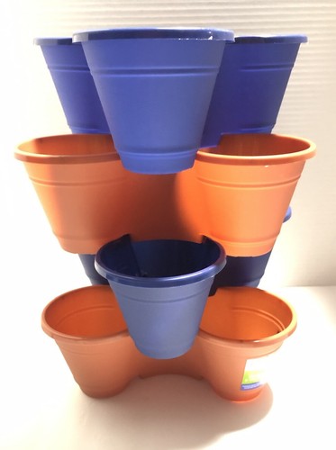 3 Tier Stackable Flower Pots 4” Planters Vertical Garden Tower 4pc Set ...