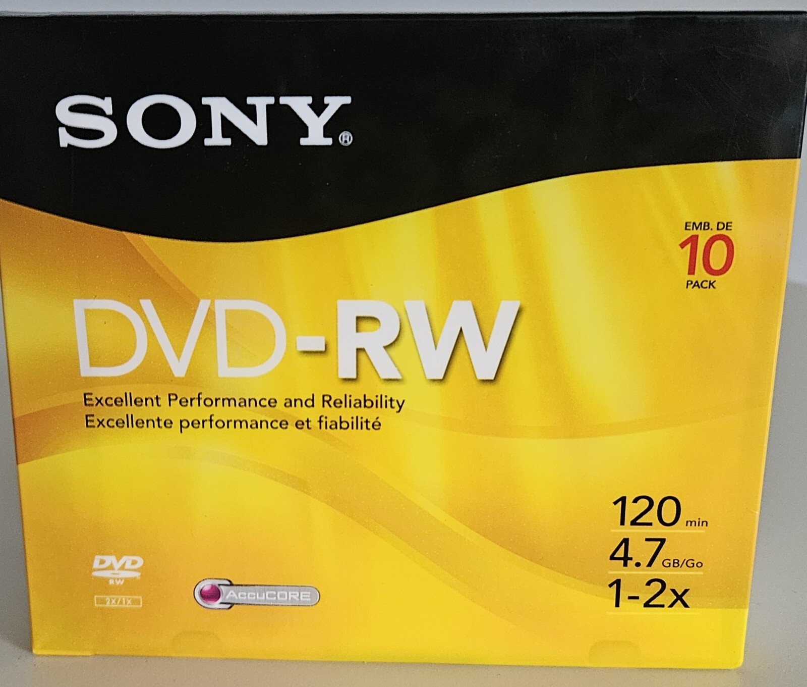 Sony DVD-RW Disc 10-Pack 10DMW47R2 4.7 GB 120 Min 1-2x Factory Sealed ...