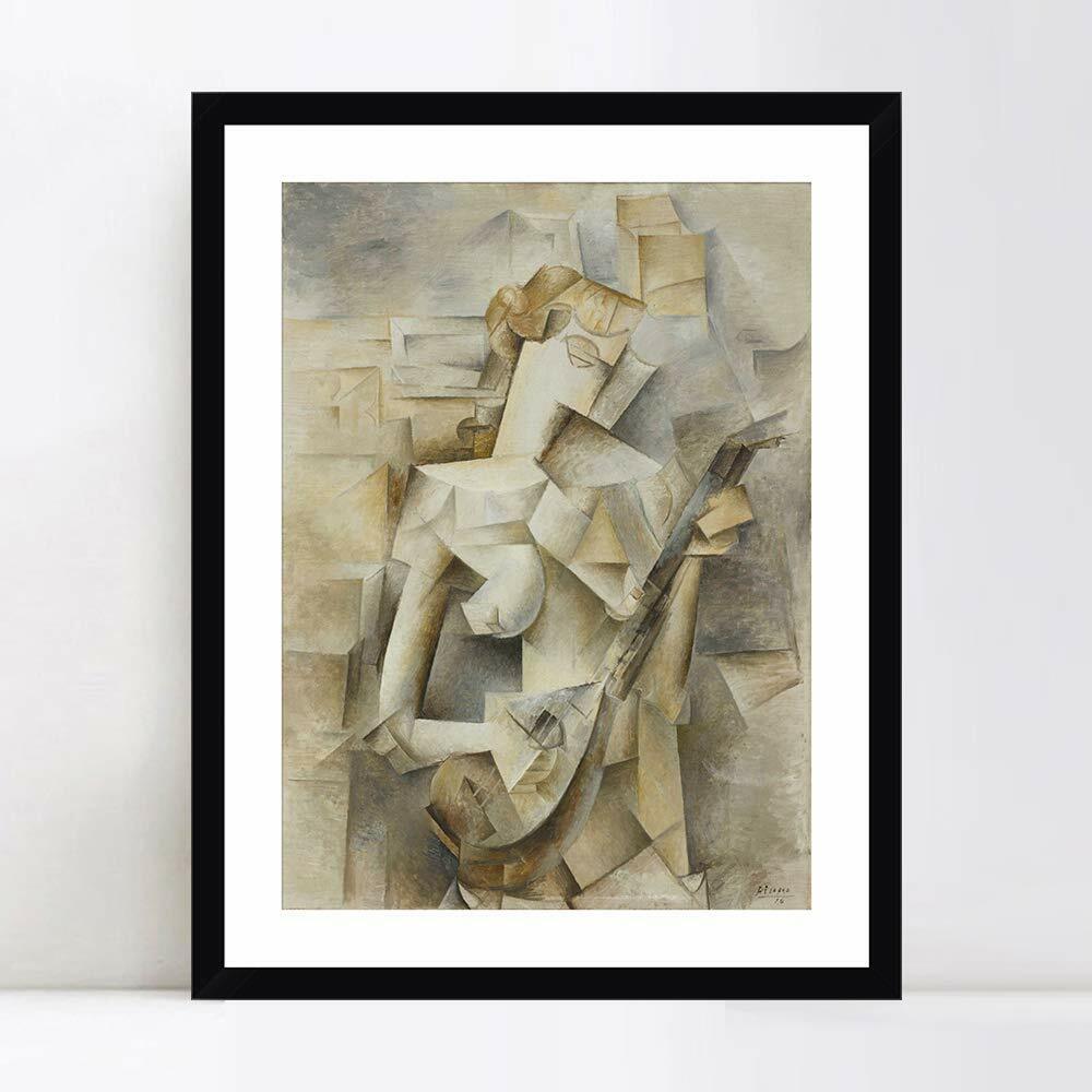 Framed Painting Girl with A Mandolin,1910 by Pablo Picasso Wall Art 24 ...