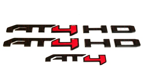 For 2500 3500HD AT4 HD Emblem Kit Red Black OEM Door Tailgate Badge | eBay