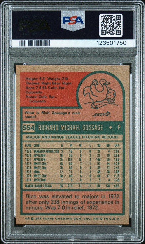 1975 TOPPS #554 RICH GOSSAGE PSA 7 | eBay