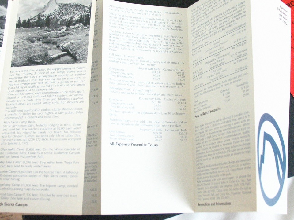 Vtg Yosemite National Park Brochures Maps Ephemera Dinner Menus ...