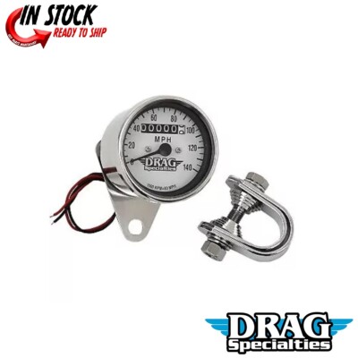 Drag Specialties DS-244134 White 2.4" Mini Mechanical MPH Speedometer ...