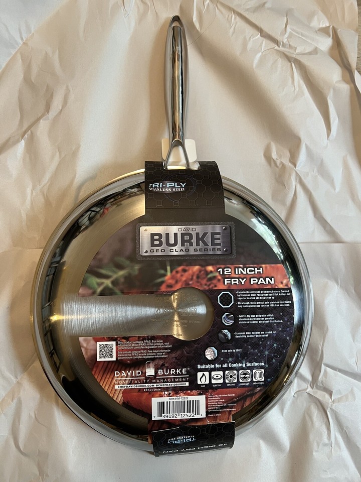 David Burke GEO CLAD SERIES 12" Fry Pan, Laser Etched Geometric Pattern ...