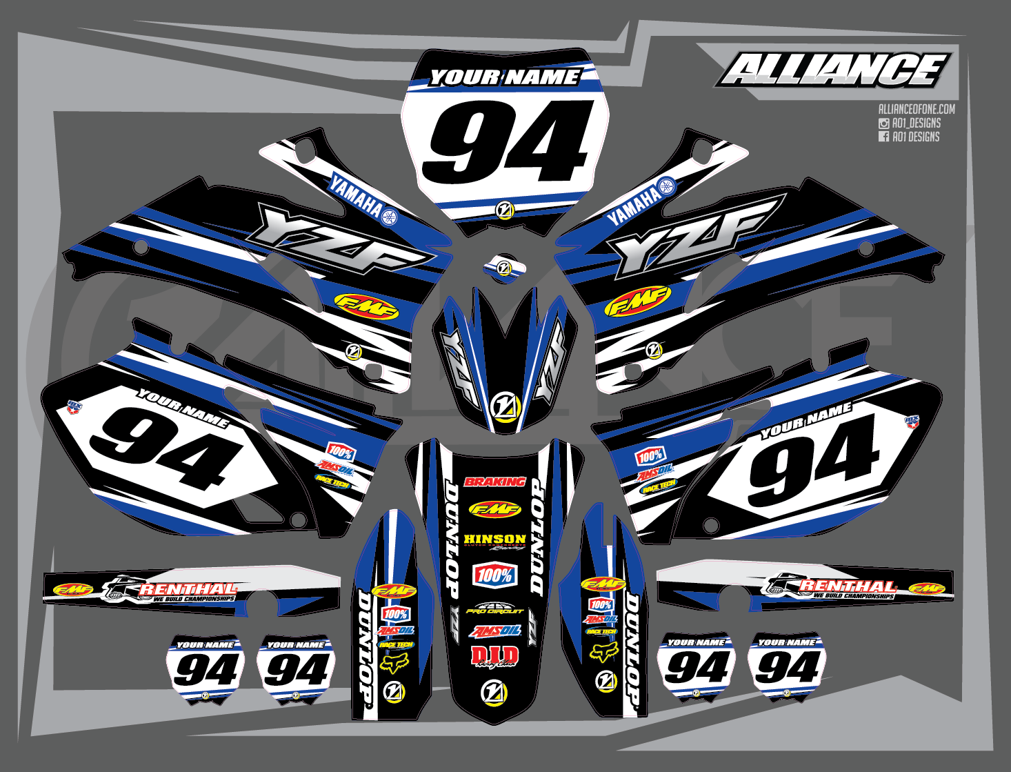 2008-2009 Yamaha YZ250F YZ450F Graphics Kit Decal 4-Stroke KIT | United ...