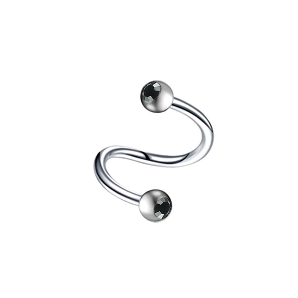 3pc Steel Crystal Twist Ear Helix Cartilage Stud Spiral Eyebrow ...
