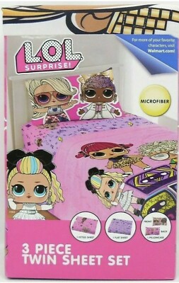 L.O.L SURPRISE 3 Piece Microfiber Twin Bedding Sheet Set & Pillowcase ...