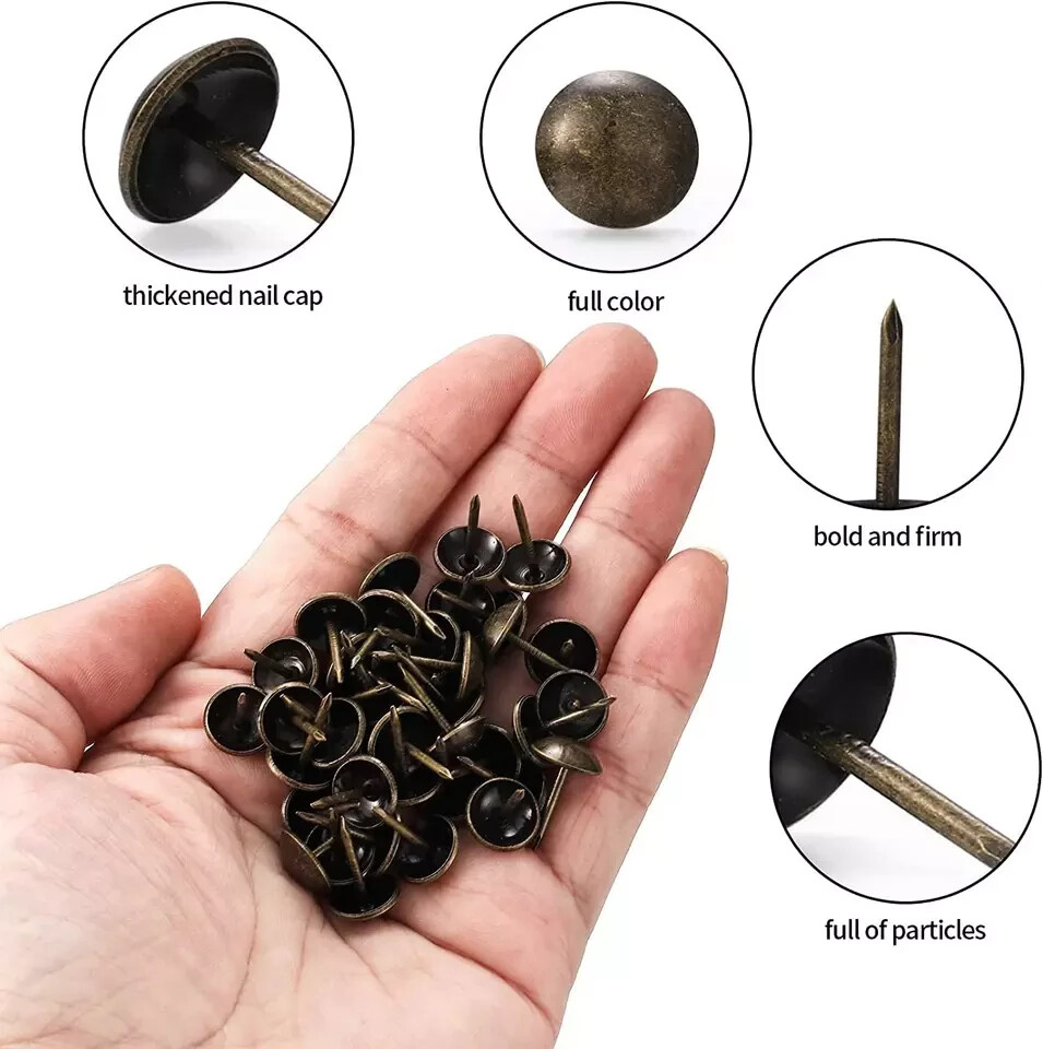 250 Pcs Upholstery Tacks, Decorative Furniture Tacks, Round Head Bronze ...