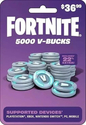 Fortnite V-bucks Gift Card (redeem at Fortnite.com/vbuckscard) Epic ...