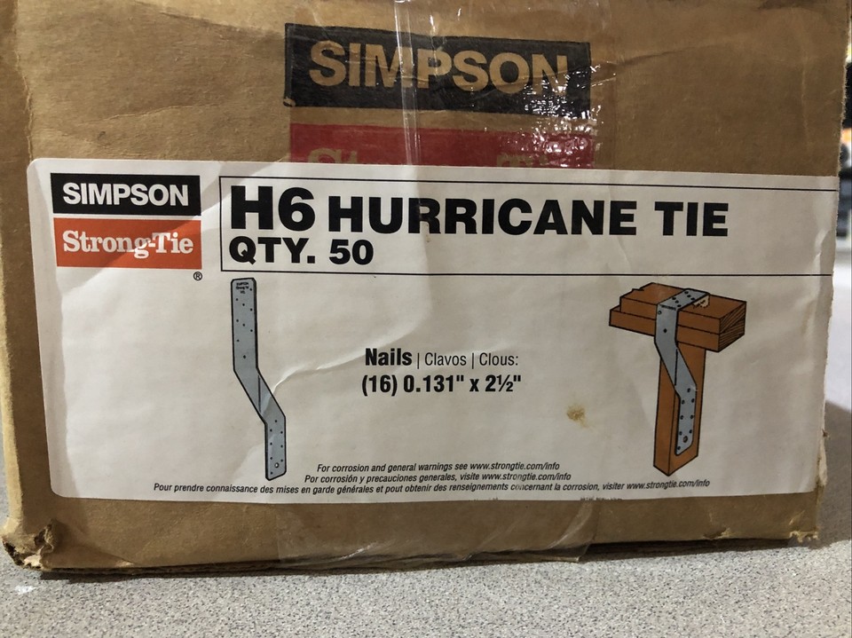 (BOX OF 36) Simpson Strong-Tie H6 Hurricane Tie Ties- Rights- H6R | eBay
