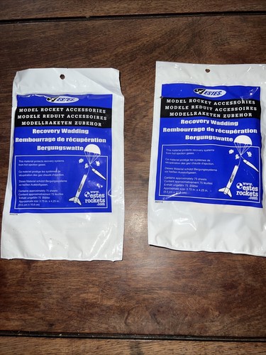 2 x ESTES MODEL ROCKET RECOVERY WADDING nasa padding cotton rocketry ...