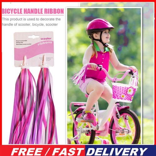 2x Bicycle Handlebar Tassel Streamers Kid Scooter Bike Ribbon (Pink ...