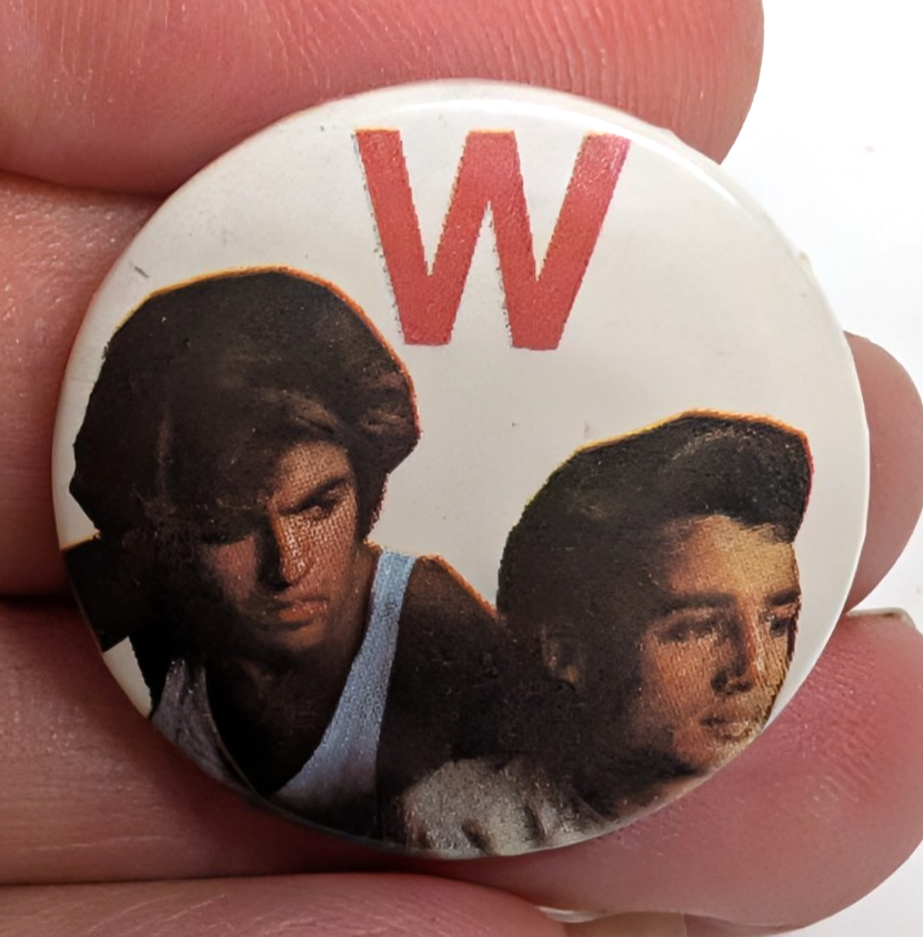 Vintage Wham GEORGE MICHAEL Andrew Ridgeley 1980's Pop Band Badge Pin ...