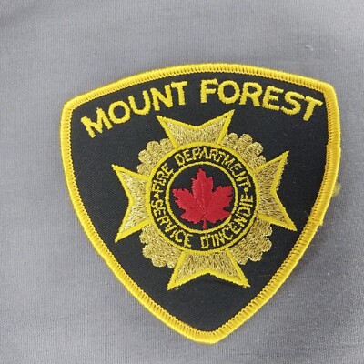 Mount Forest Ontario Canada Fire Department Dept. Patch Gold Black 4 1/ ...