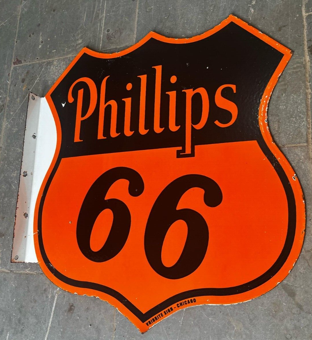 PHILLIPS 66 DOUBLE SIDE 18 X 19 WITH FLANGE ADVERTISEMENT ENAMEL ...