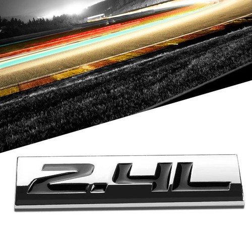 Black/Chrome 2.4L Symbol Sign Rear Trunk Polished Badge Decal 4mm Plate ...