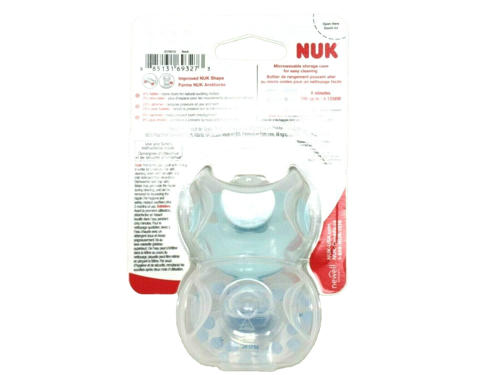 NUK 2 Pack Orthodontic Pacifiers w/Microwavable Cleaning Case Blue ...
