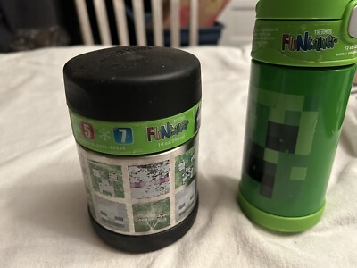 Thermos Funtainer 10 Oz Lunch Food Jar Minecraft Water bottle set of 2 ...
