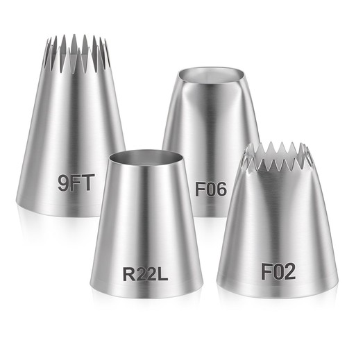 Extra Large Piping Tips 4pcs Seamless Stainless Steel Icing Piping ...