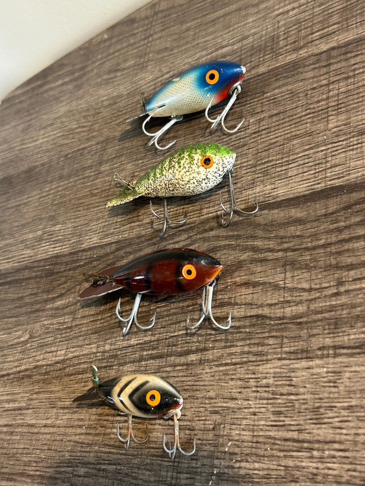 VINTAGE WOOD BOMBER FISHING LURES LOT OF 4 BASS FISHING TACKLE | eBay