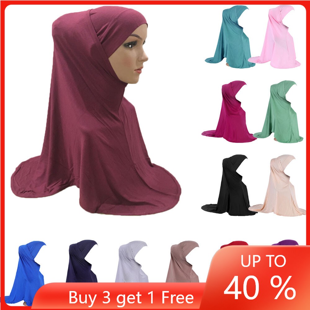 2 Piece Muslim Women Headscarf Shawl Scarf Hijab Wrap Headwear Amira ...