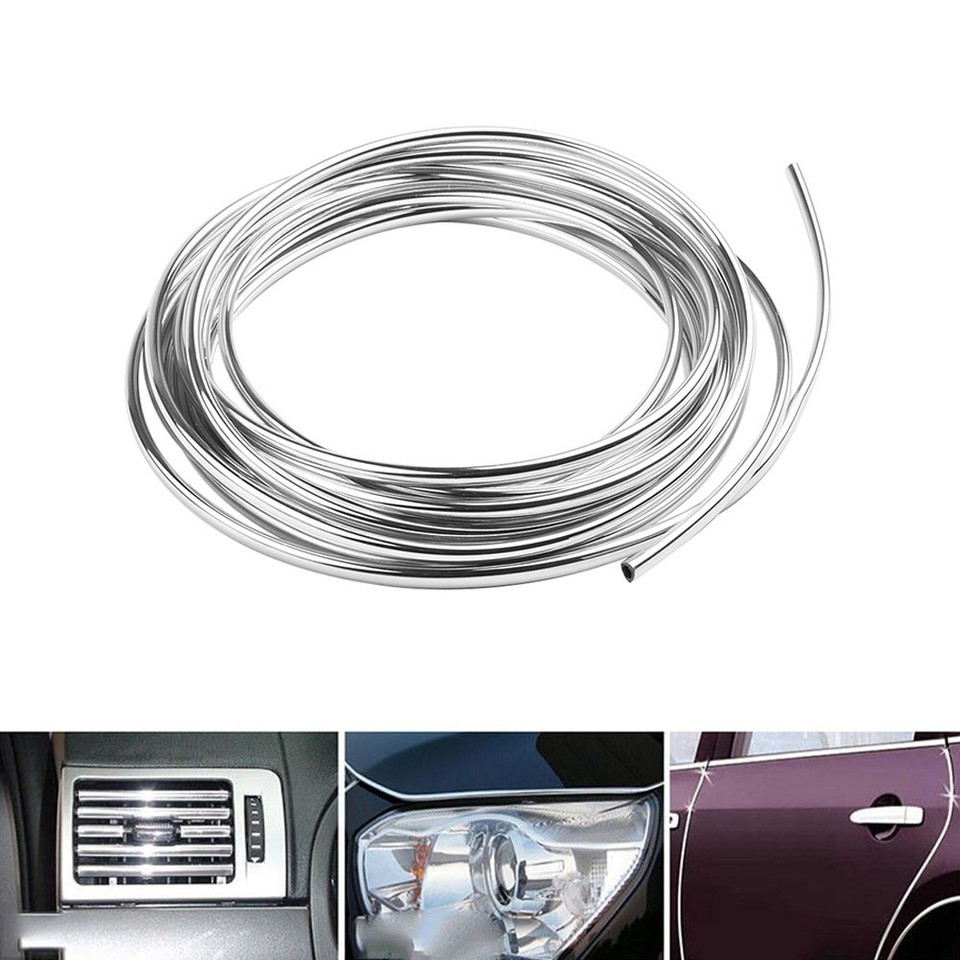 6M Chrome Mouldings Trim Strip Car Door Edge Scratchs Guard Protector ...