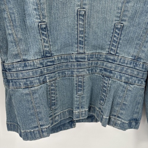Loft Jean Jacket Womens 6 Blue Denim Fitted Button Up Cropped Ann ...