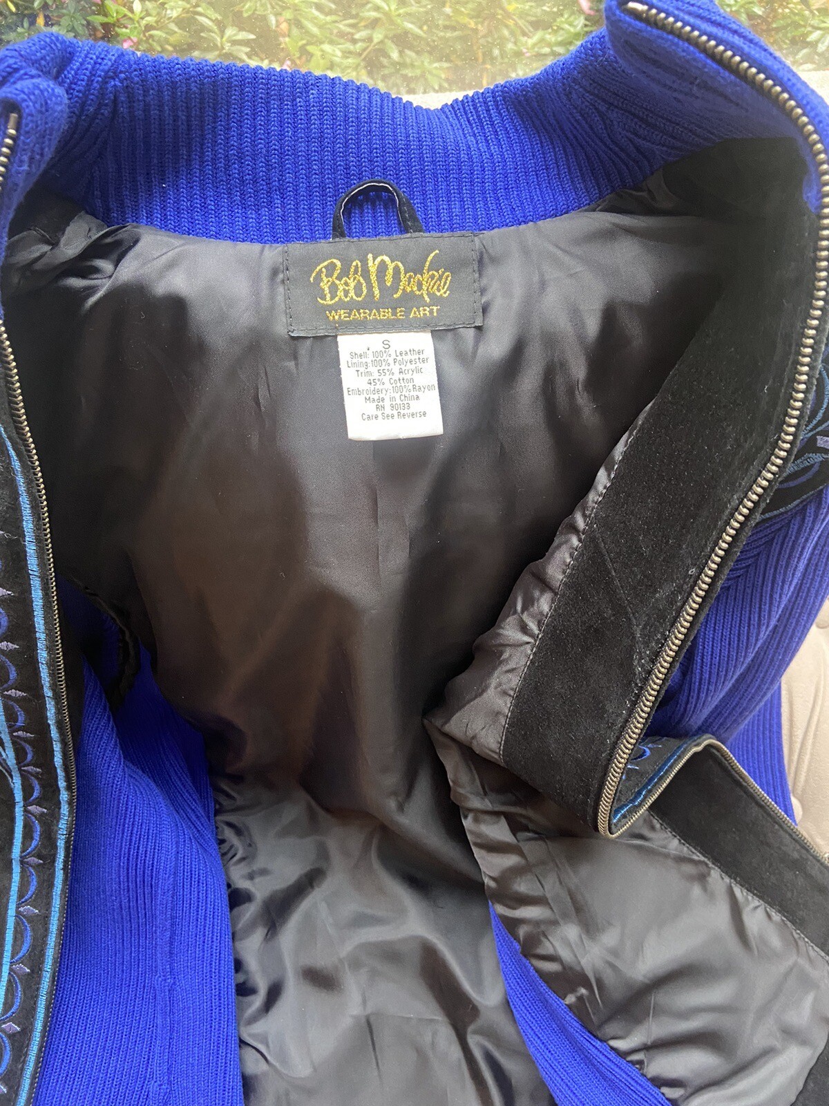 BOB MACKIE Wearable Art WASHABLE SUEDE LEATHER Knit JACKET S Western | eBay