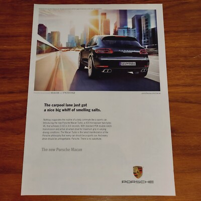 PORSCHE MACAN TURBO PRINT AD MAGAZINE ADVERTISEMENT CARPOOL LANE ...