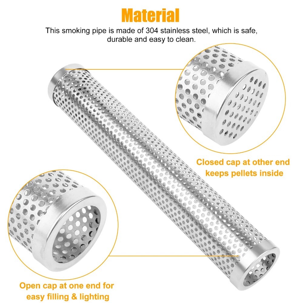 BBQ Wood Pellet Smoker Tube Stainless Steel Smoke Generator Mesh Pipe ...