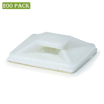 200pcs/pack Plastic Cable Zip Tie Mounts 25x25mm Adhesive Back Mounting ...