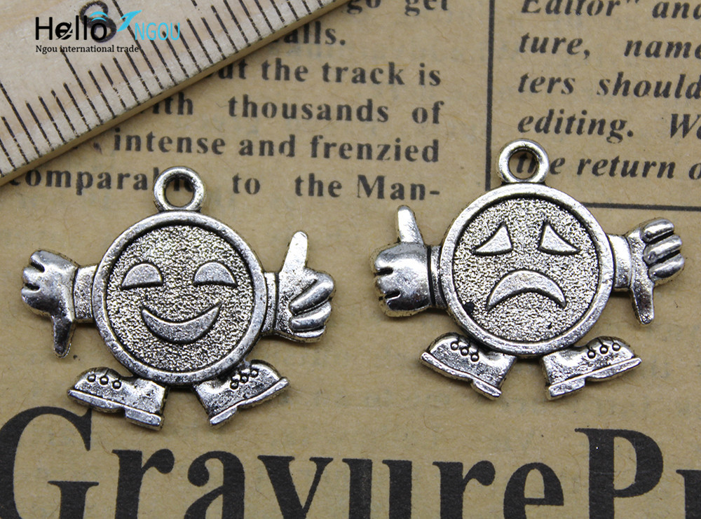 Wholesale Retro Jewelry Making Smiling and sad face alloy Charm pendant ...