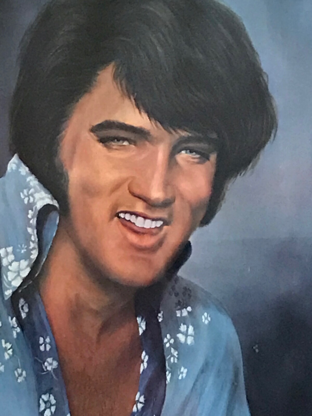 ELVIS RARE 20 3/4" x 26 3/4" FRAMED PORTRAIT PAINTING ~ BY LOXI SIBLEY ...