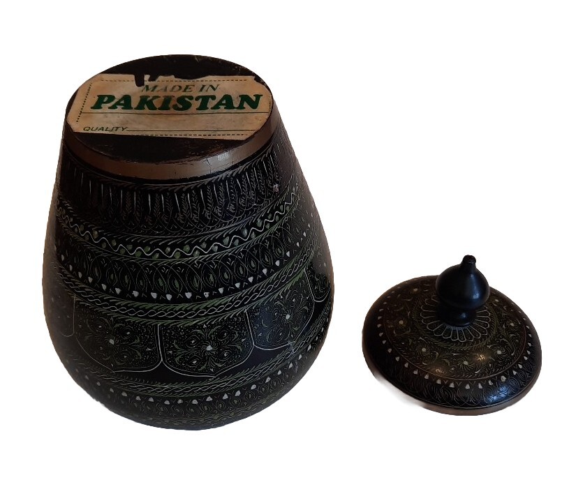 Pakistan Pakistani Hand Painted Crafted Rosewood Jar Small Decorative ...