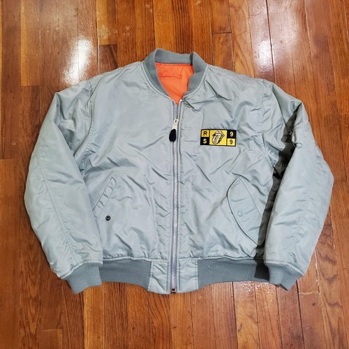 Vintage Rolling Stones Jacket Mens Large Gray MA-1 Bomber RS 99 Patch ...