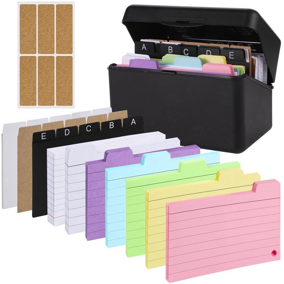 4X Index Card Holder Set,Index Box with 920 Assorted , Colourful7730 ...
