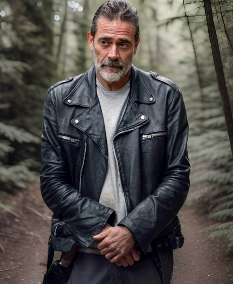 Negan The Walking Dead Black Leather Biker Jacket Men Halloween Costume ...