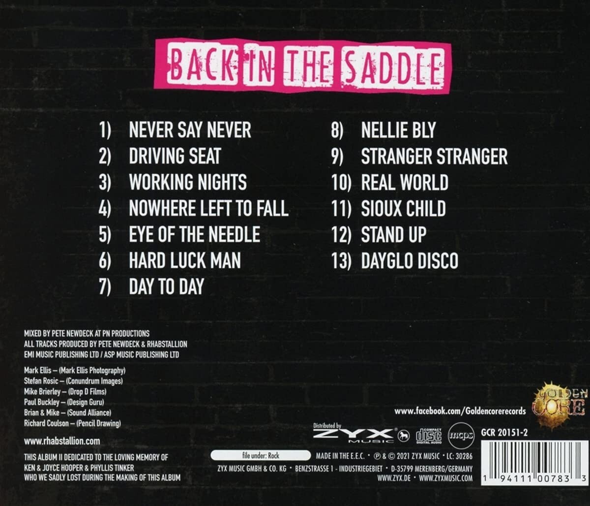 RHABSTALLION - BACK IN THE SADDLE - CD NEUF | eBay
