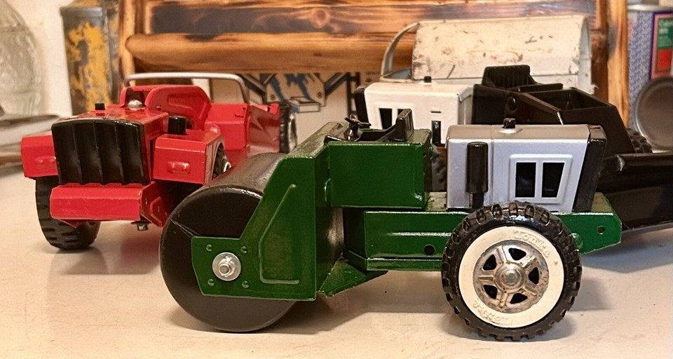 Vintage 1970s Tonka Mini Scraper Earth Mover, mini steamroller, and ...