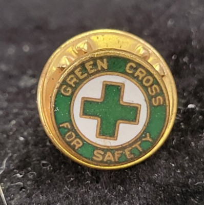 Green Cross For Safety Small Lapel pin Souvenir Hat Tie Tack half inch ...