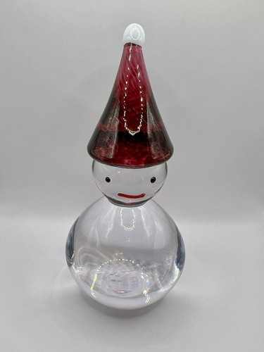 Larson Crystal Glass Snowman Figurine Santa Hat Christmas Holiday ...