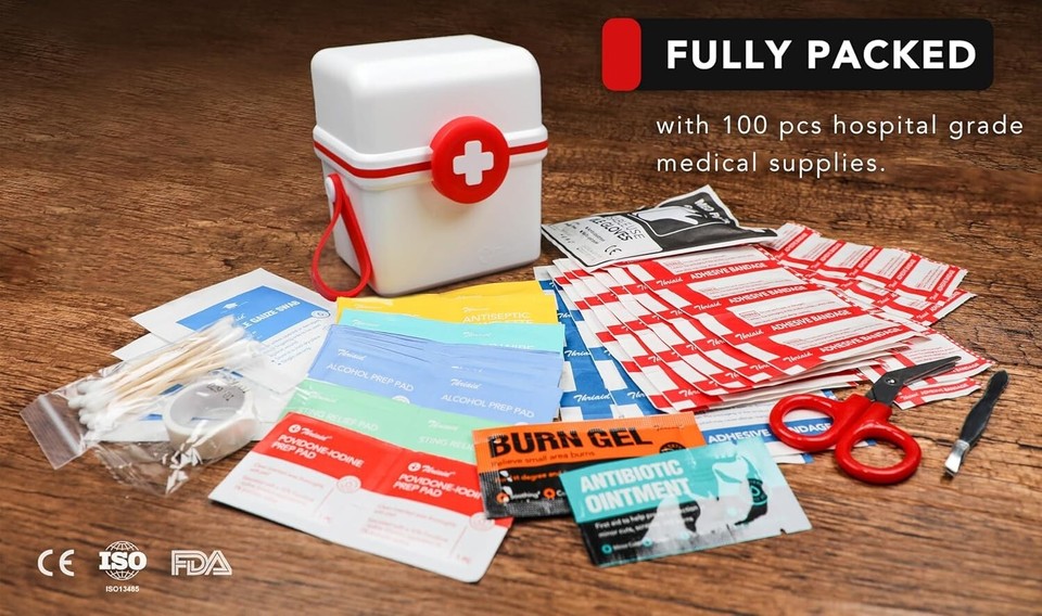 First Aid Kit - 100 Piece - Small First Aid Kit for Camping, Hiking ...