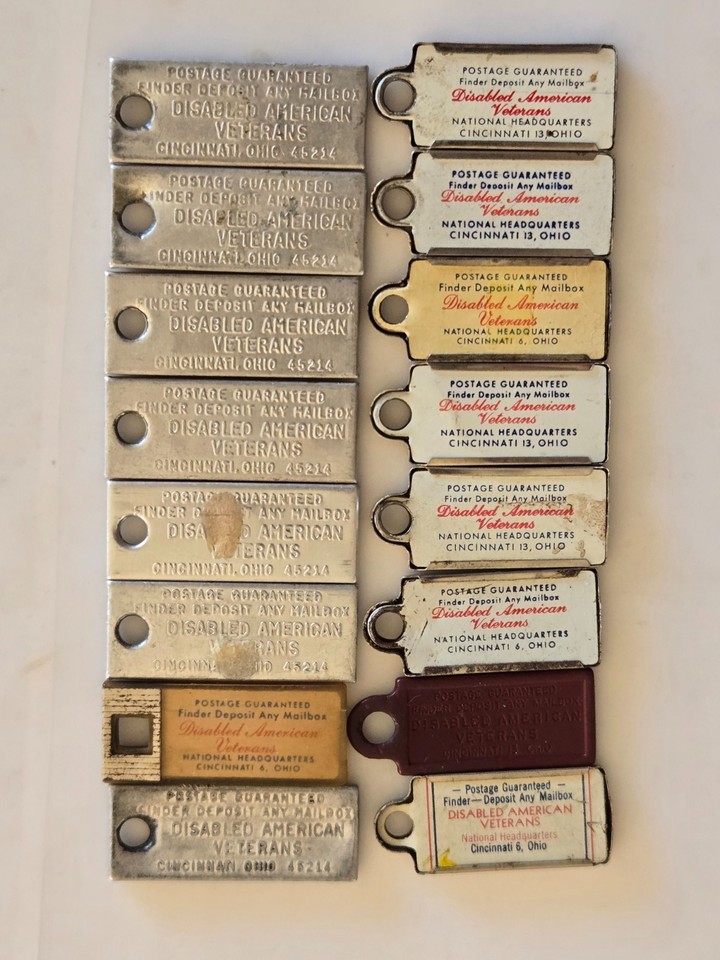 Lot of 16 Disabled American Veterans DAV License Plate Keychain Tags ...