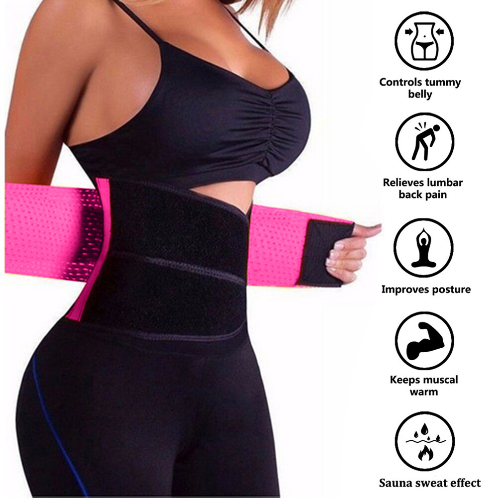 Magic Sticker Body Shaper Belt Elastic Adjustable Waist Trainer (S Rose ...