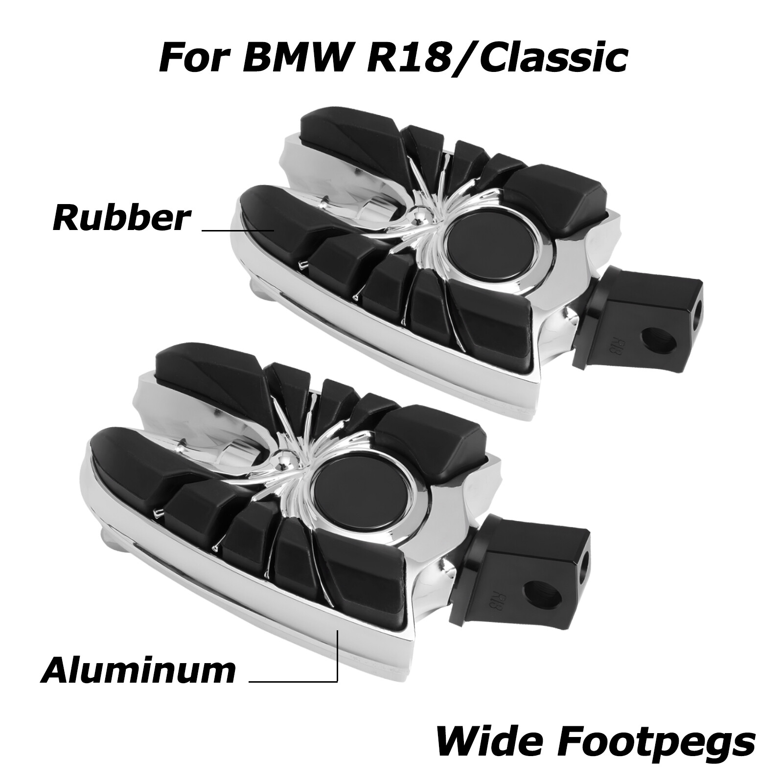 Wide Footpegs For BMW R18/Classic 2020-2023 Footrests w/Rubber Inlays ...
