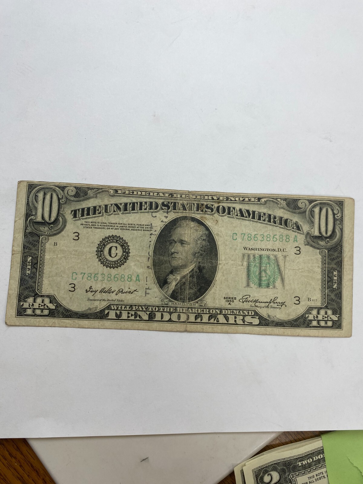 ERROR Misalignment Year 1950 A $10 RARE Misalign Ten Dollar Bill Off ...