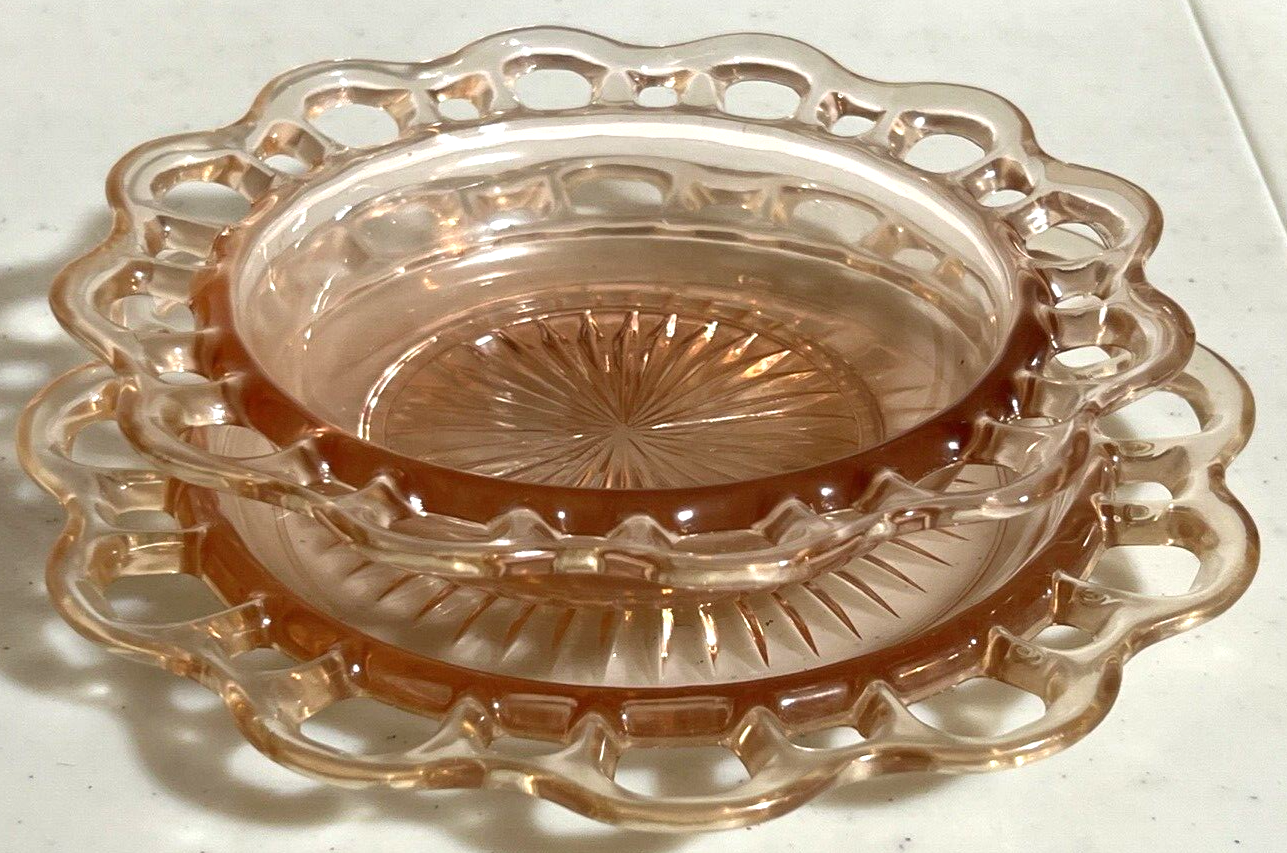 Anchor Hocking Old Colony Open Lace Pink 7 1/4" Salad Plate 6” Cereal ...